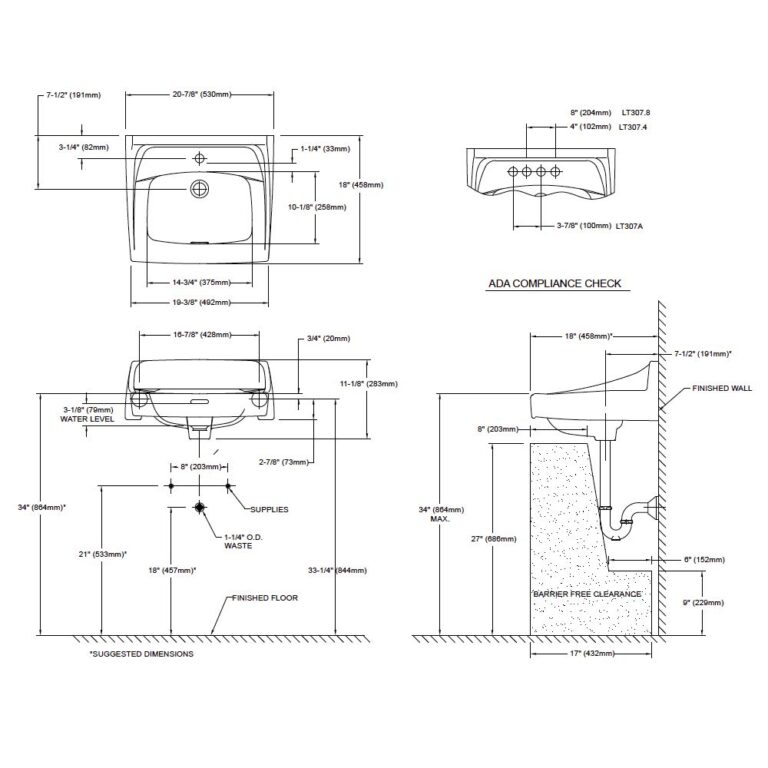 TOTO COMMERCIAL WALL-HUNG LAVATORY WITH SOAP DISPENSER HOLE