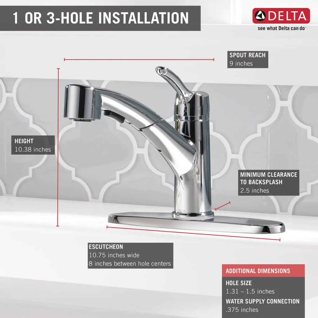 DELTA COLLINS KITCHEN FAUCET WITH PULLOUT SPRAY