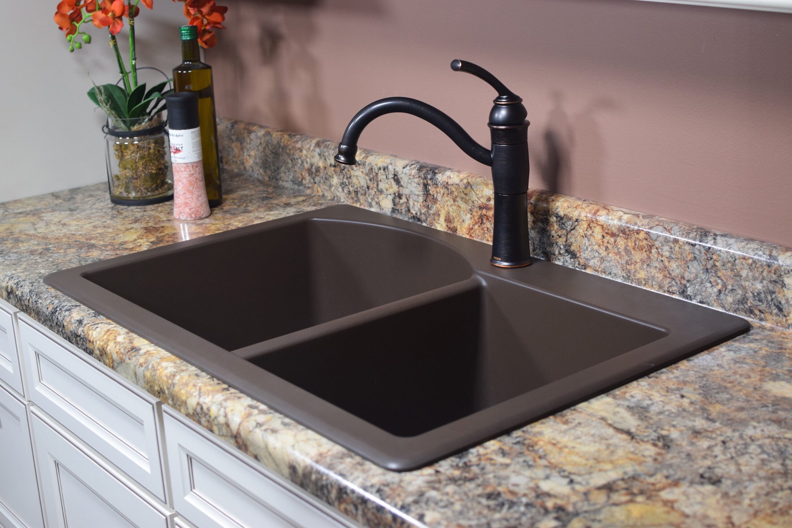 KARRAN 33" DROP IN/TOPMOUNT QUARTZ COMPOSITE KITCHEN SINK, 60/40 DOUBLE ...