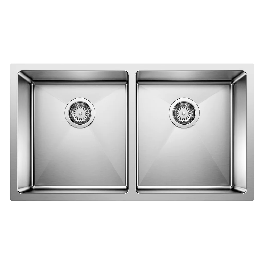 BLANCO 32"X18" QUATRUS R15 U 2 BOWL UNDERMOUNT KITCHEN SINK - STAINLESS