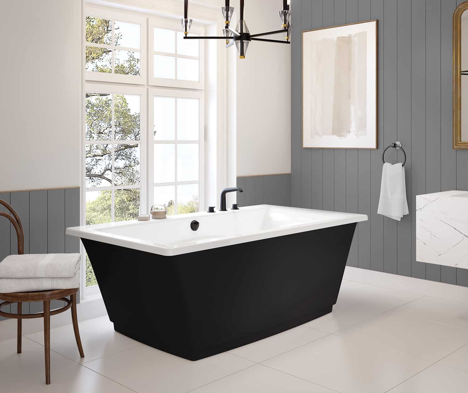 MAAX Optik 66" x 36" x 24" F Acrylic Freestanding Center Drain Bathtub
