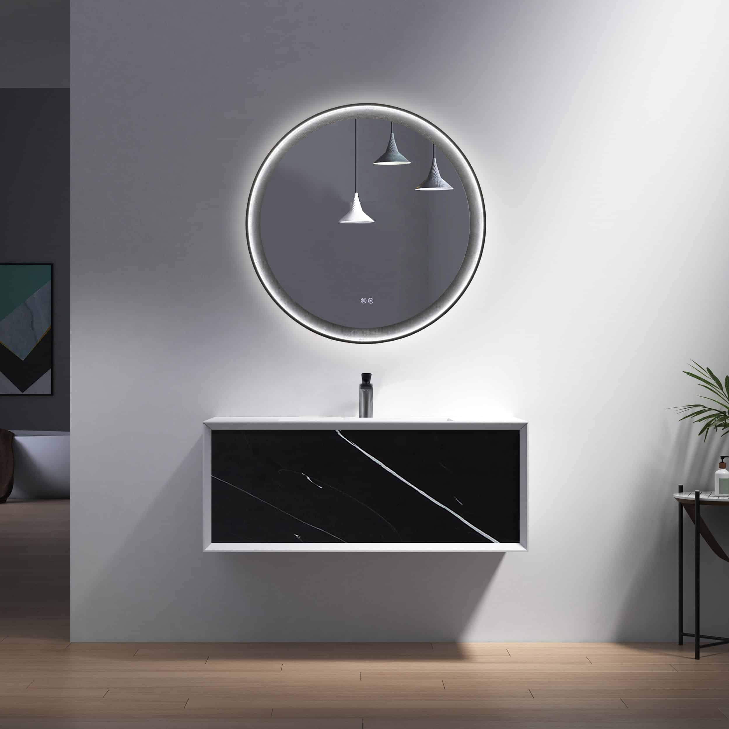 RUBY CANADA 40" Wall-Mounted Vanity in Black Stone Color