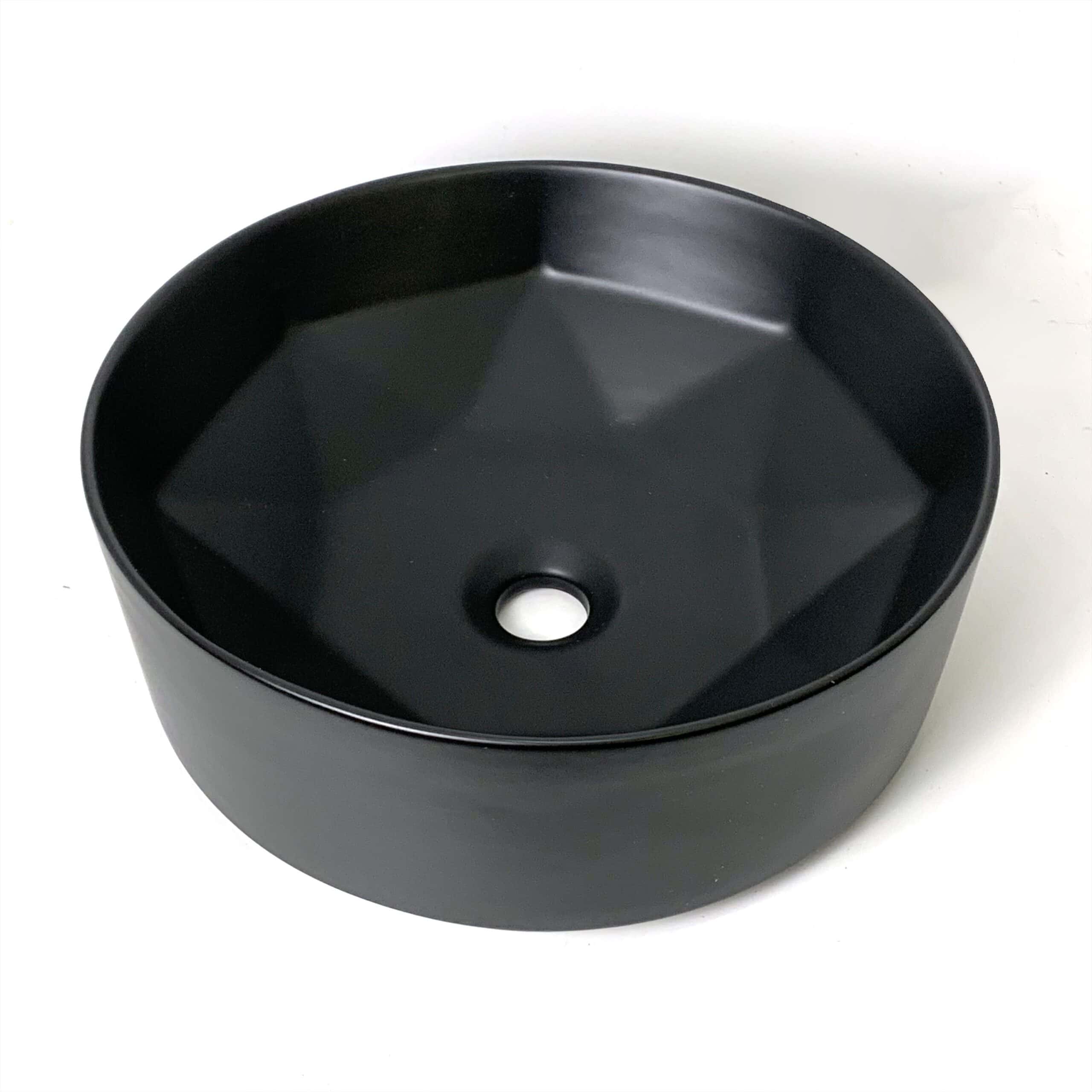 RUBY CANADA 15"x15"x6" Round Bathroom Ceramic Sink in Matte Black
