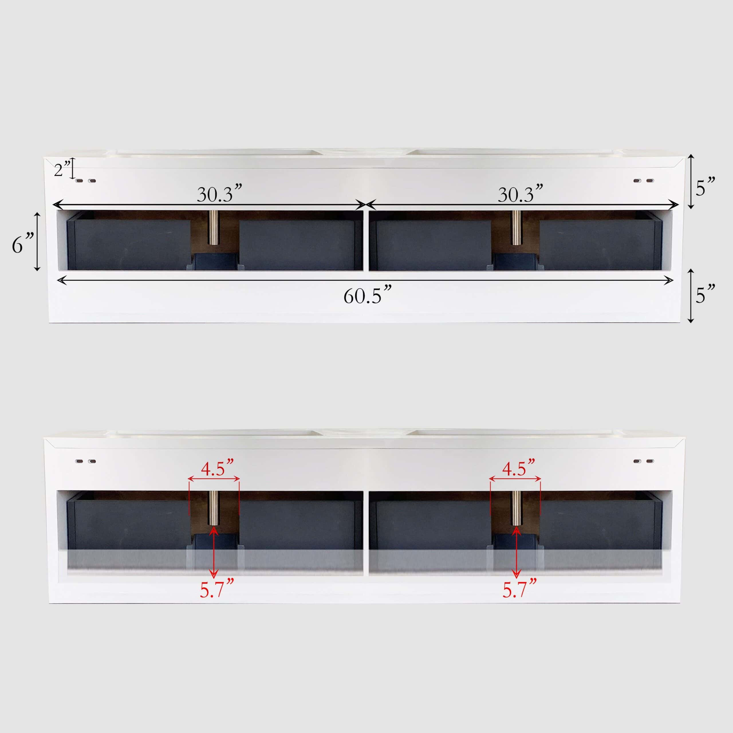 RUBY CANADA 55" Wall- Mounted Vanity Black Stone color