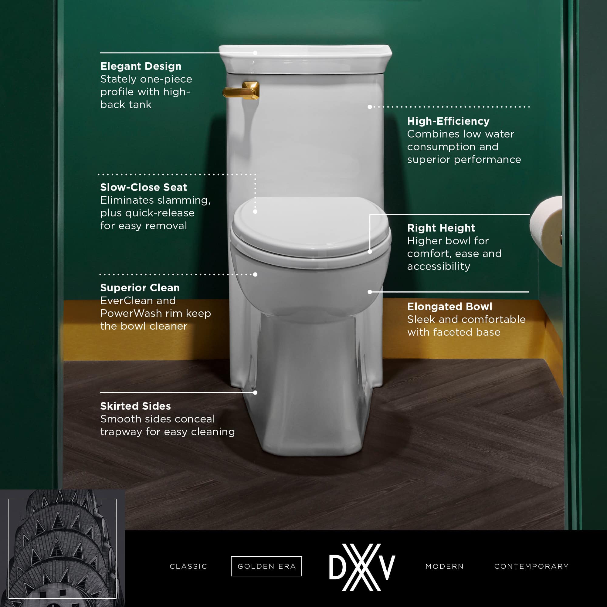 DXV Canada Belshire® One-Piece Chair Height Elongated Toilet with Seat