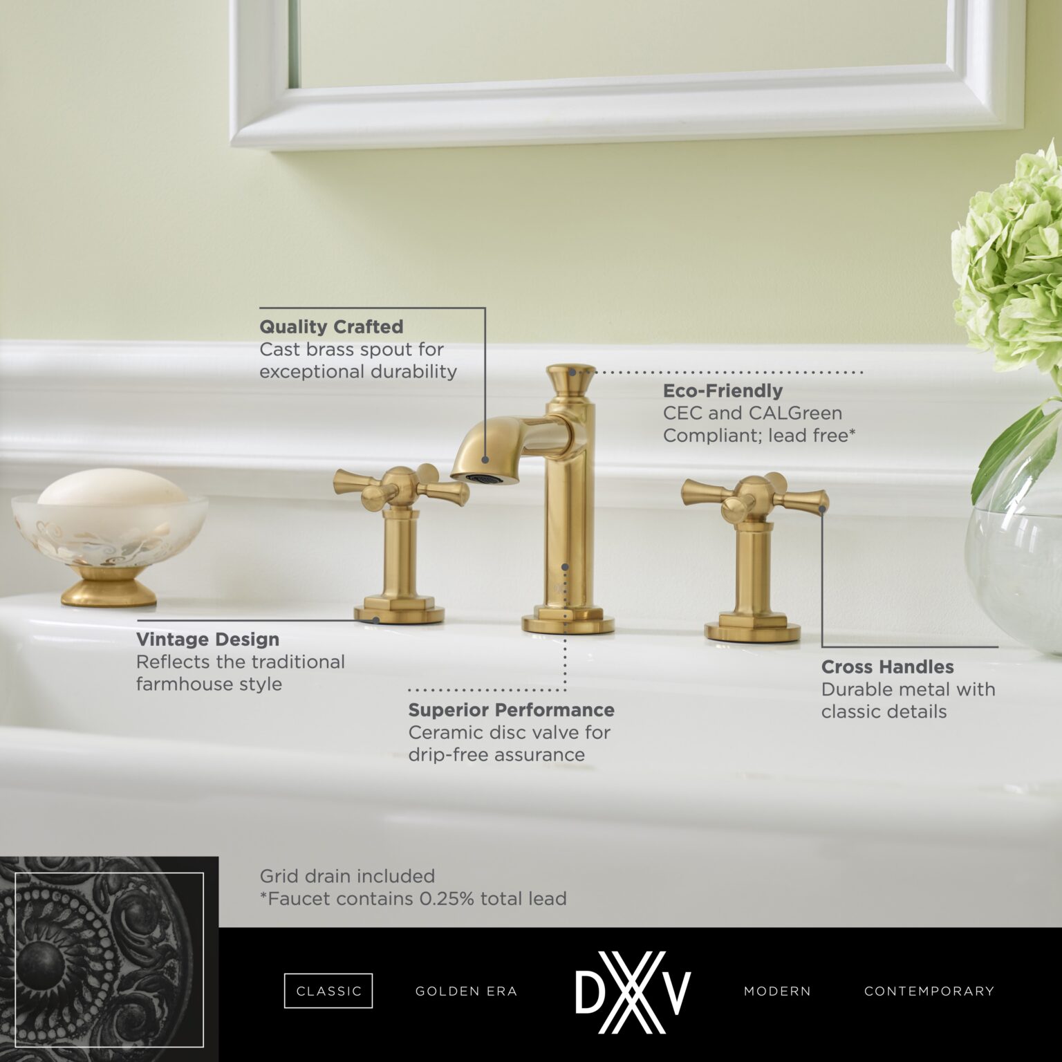 DXV Canada High Spout Widespread With Cross Handles