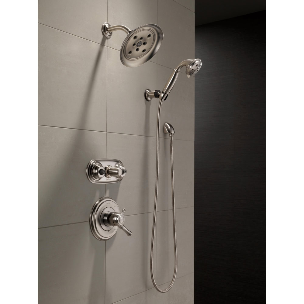 DELTA UNIVERSAL SHOWERING H2Okinetic 3-Setting Adjustable Wall Mount ...