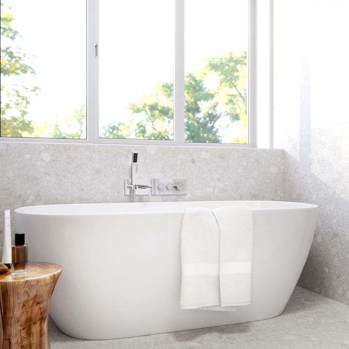 Kalia Canada KAREO Wall-mount Tub Filler with Push-Button Valve