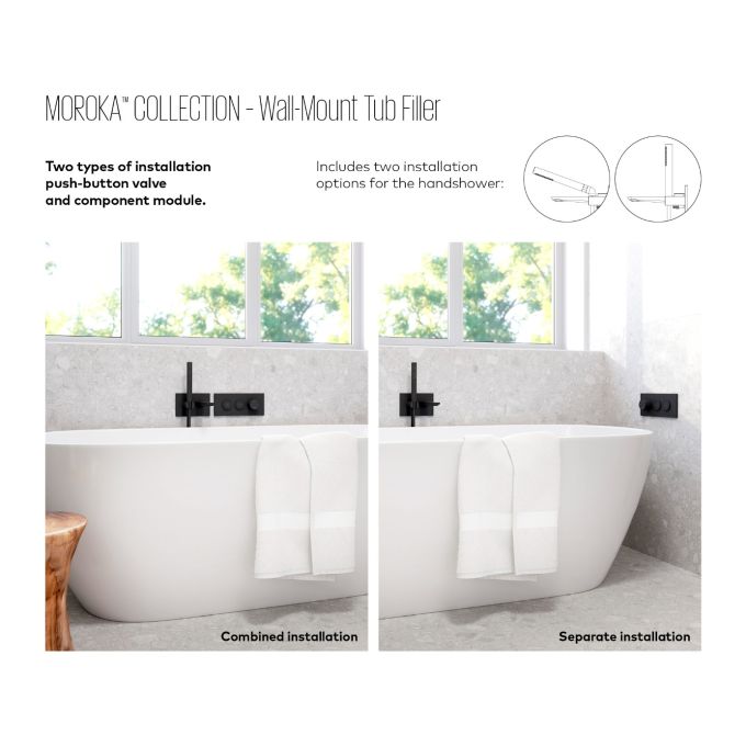 Kalia Canada MOROKA Wall-mount Tub Filler with Push-Button Valve