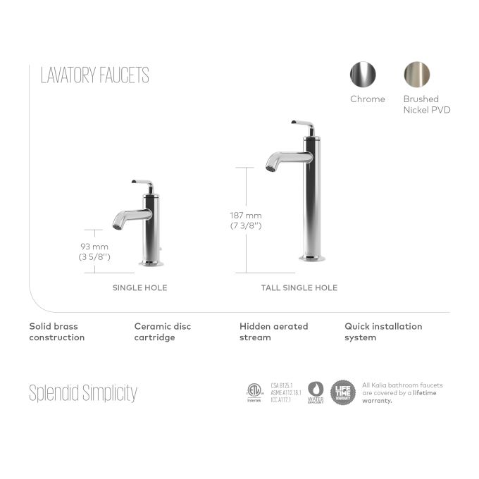 Kalia Canada CITÉ Single hole sink faucet (without drain)