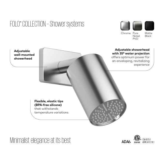 Kalia Canada Folo TB5 Shower system with push-buttons (without valve)