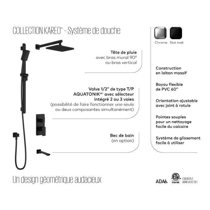 Kalia Canada KAREO 2-way AQUATONIK type T/P 1/2“ valve with diverter ...