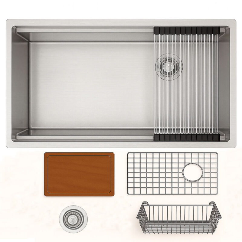 BOSCO CANADA Work Station single Bowel 32″ x 18″ x 10″ Titanium Plus ...
