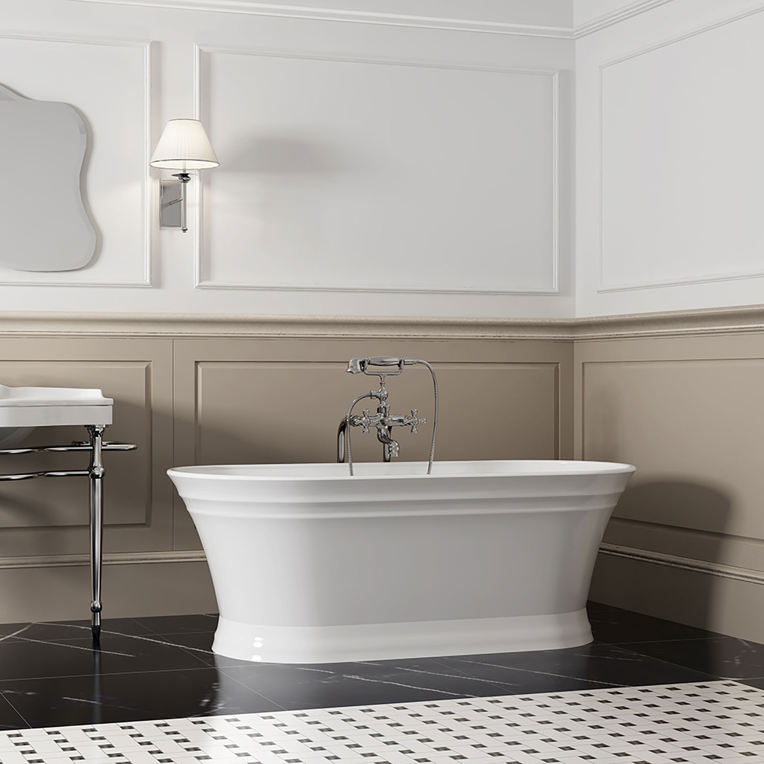 Zitta Antika white tub 67" x 31" x 23.62" with chrome waste & overflow ...