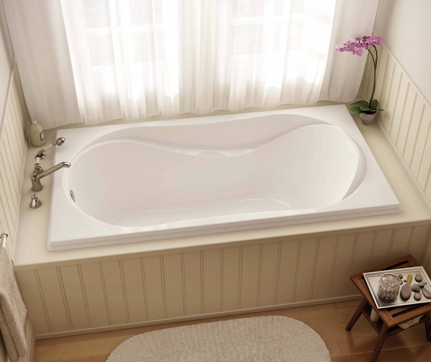 MAAX Cocoon 60”x 32” Acrylic Drop-in / Alcove End Drain Bathtub in White