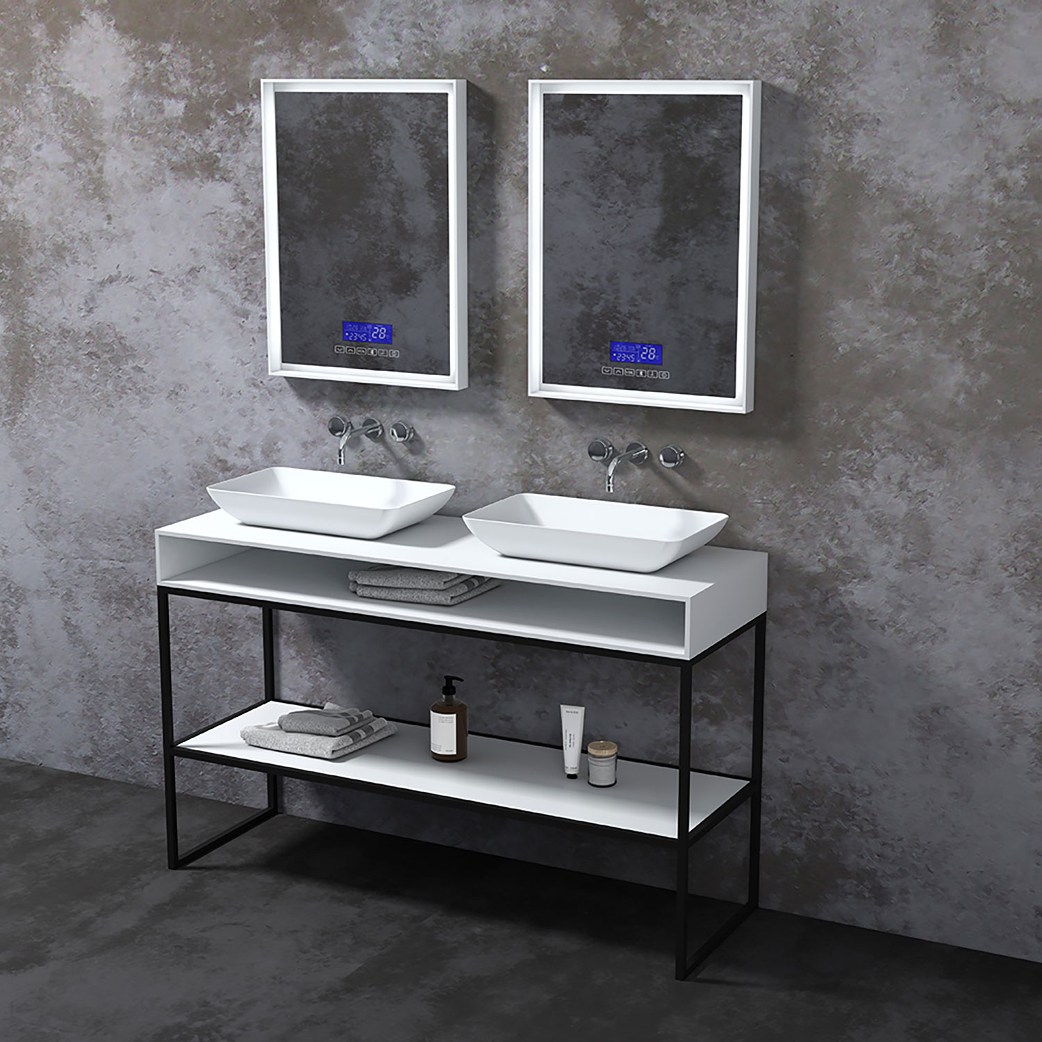 Zitta Floor sink support in matte black 48" x 20"