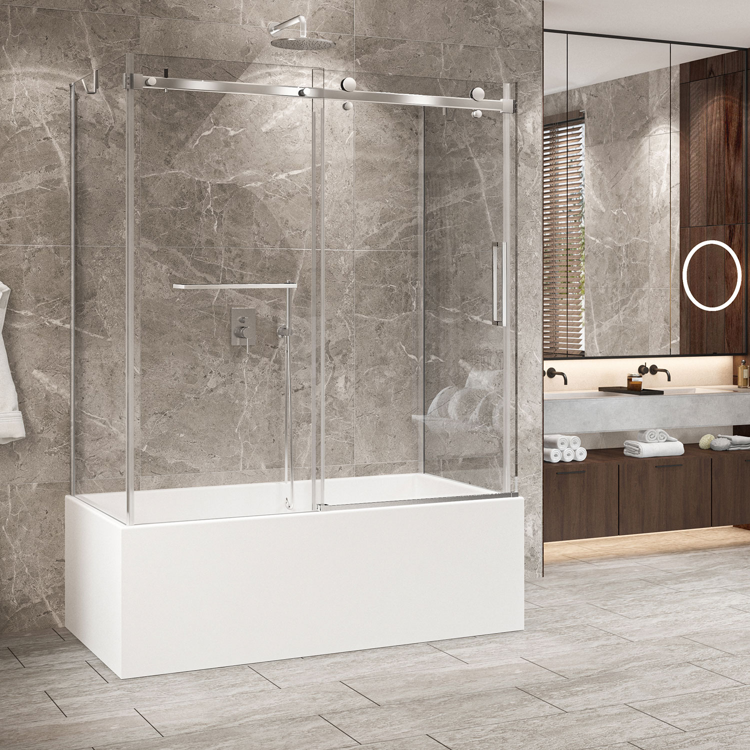 Zitta Sliding Bellini 2 Shower door Bathtub door 60" x 32", on wall