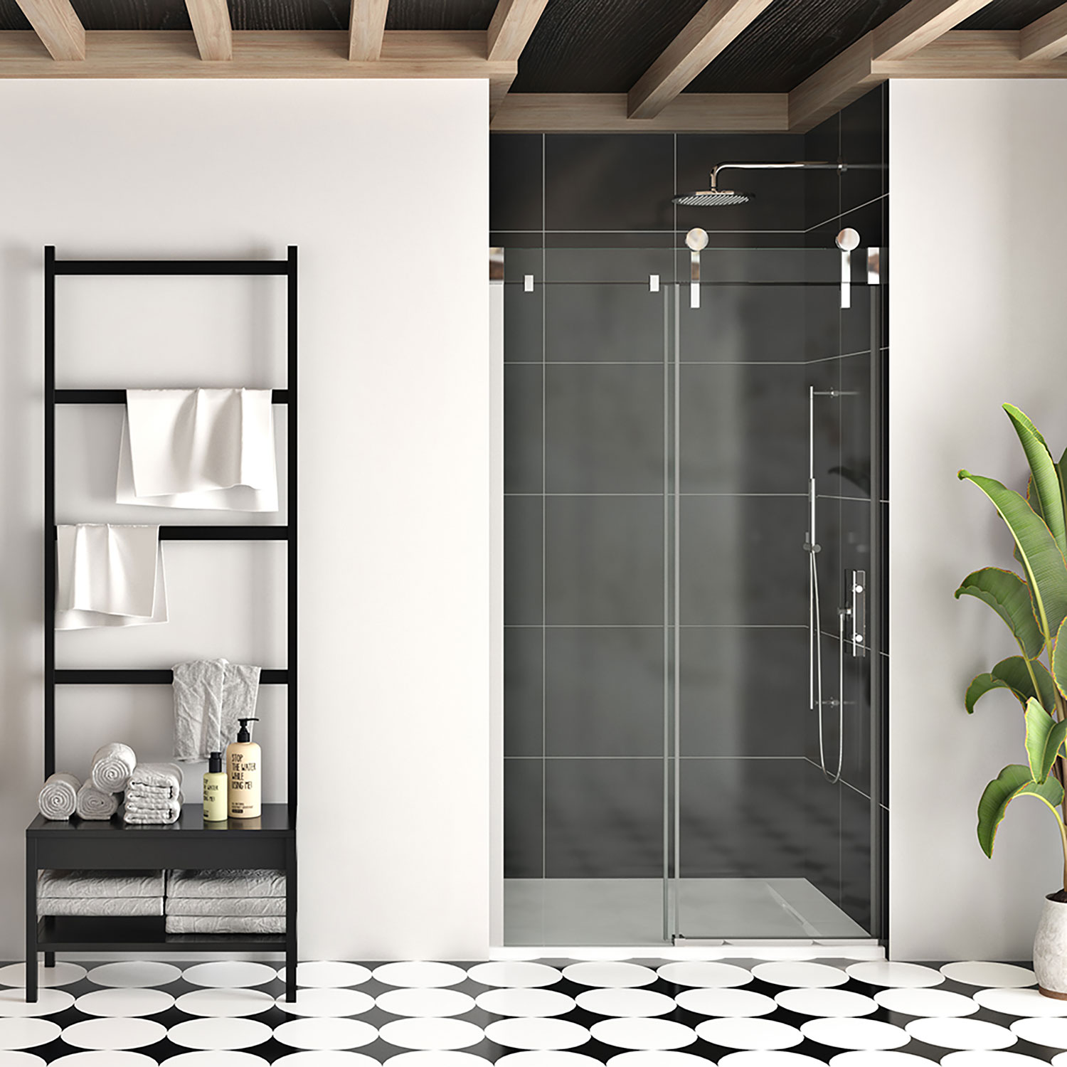 Zitta Sliding Infinite Shower door 48", in alcove
