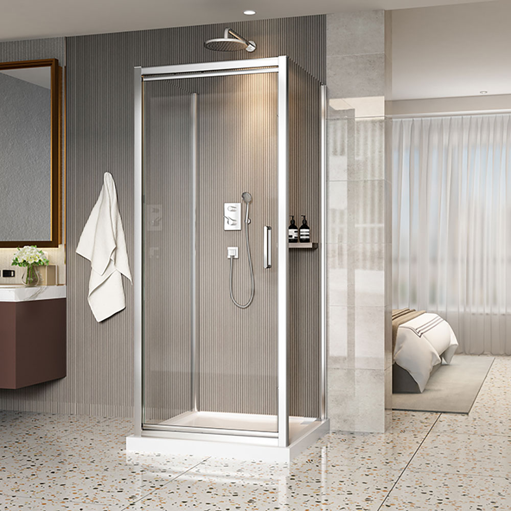 Zitta Pivoting Xenia Shower door 32" x 36", on wall square, in chrome