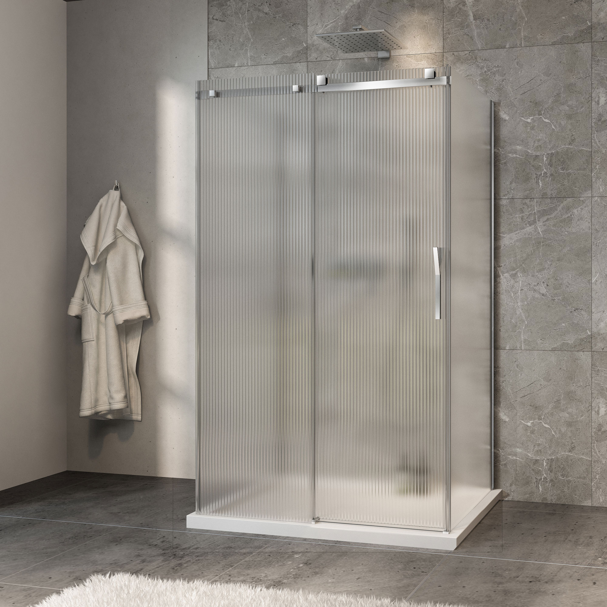 Zitta Sliding Minia Shower door 48" x 36", on wall, door on the right ...