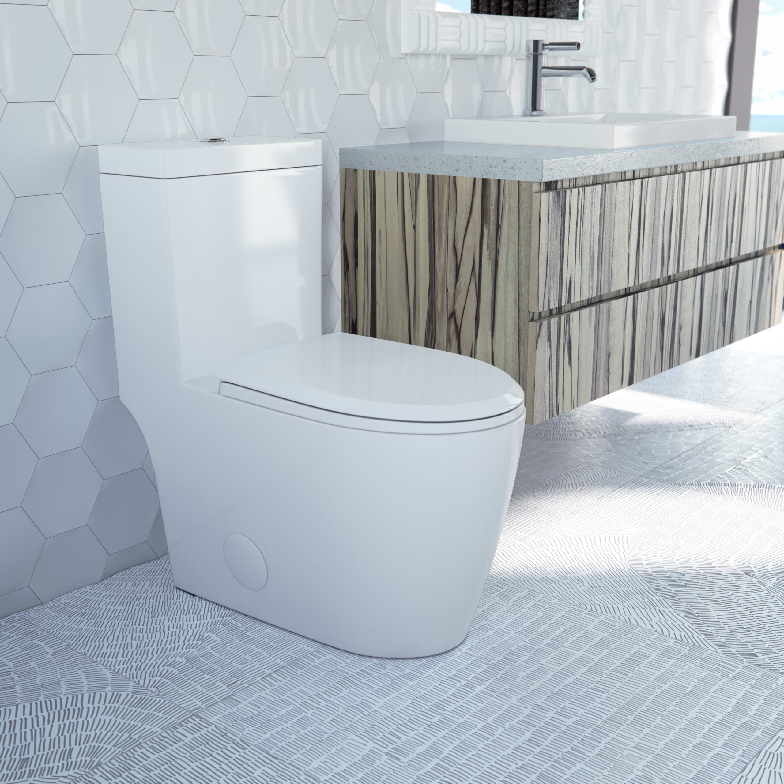 Neptune Canada Prague 4.1/6L Dual Flush Elongated One-Piece Toilet in White