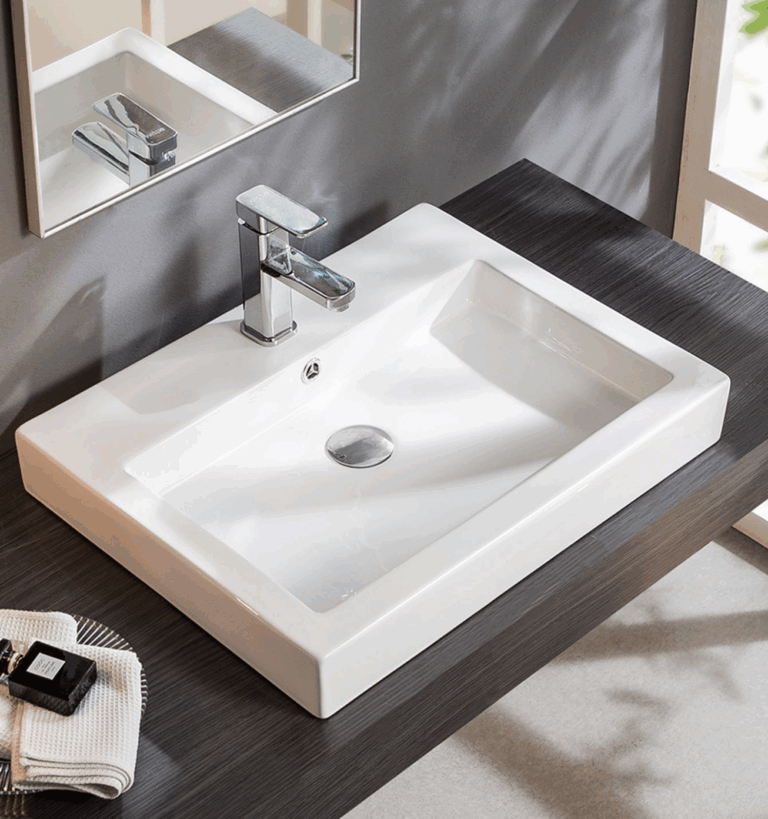 RUBY CANADA 24" x 18" Porcelain vessel sink for single-hole faucet with ...